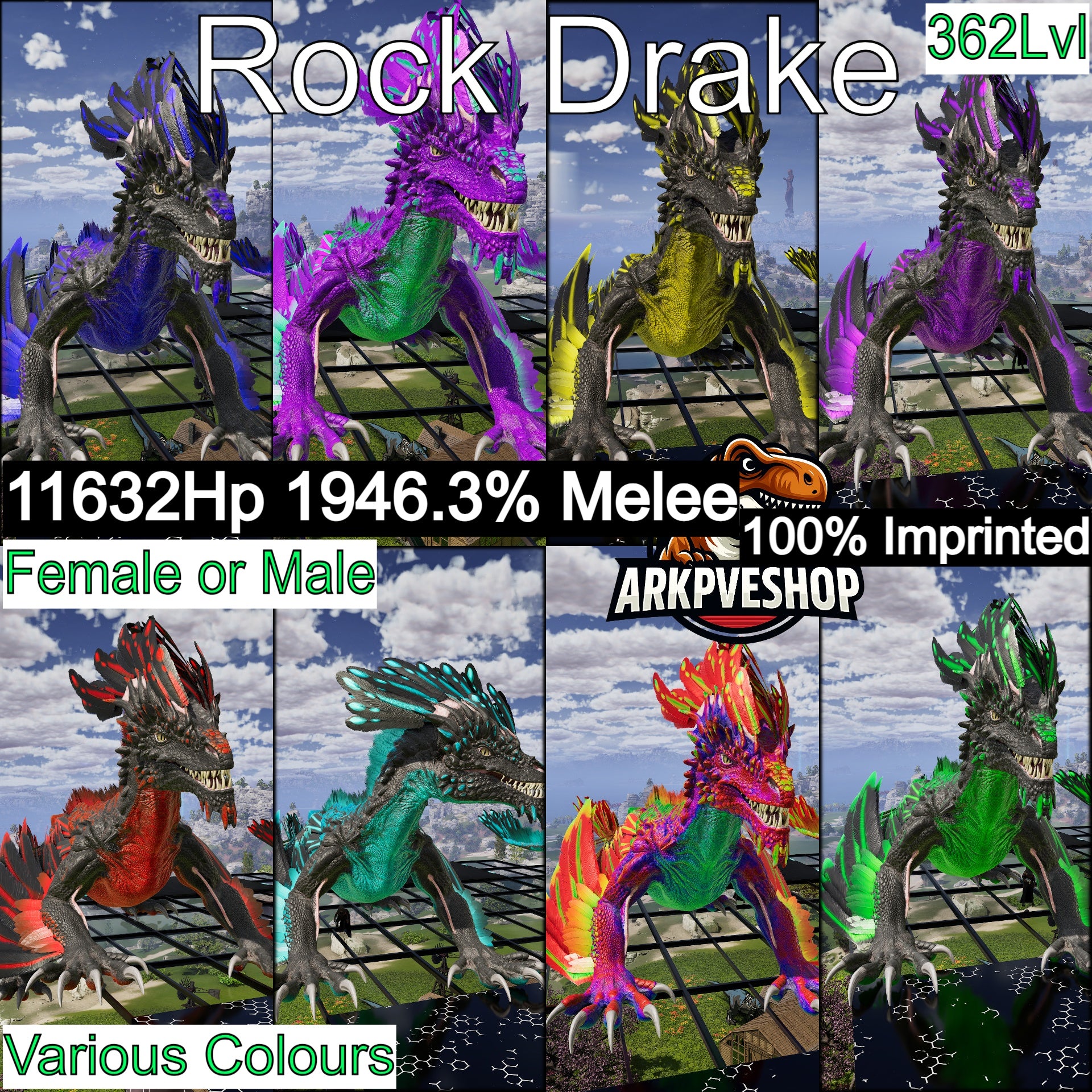 Rock Drake 1946% melee Mix Colours Top Stats – My Ark Ascended